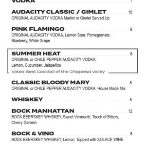 Menu – Infinity Beverages Winery & Distillery